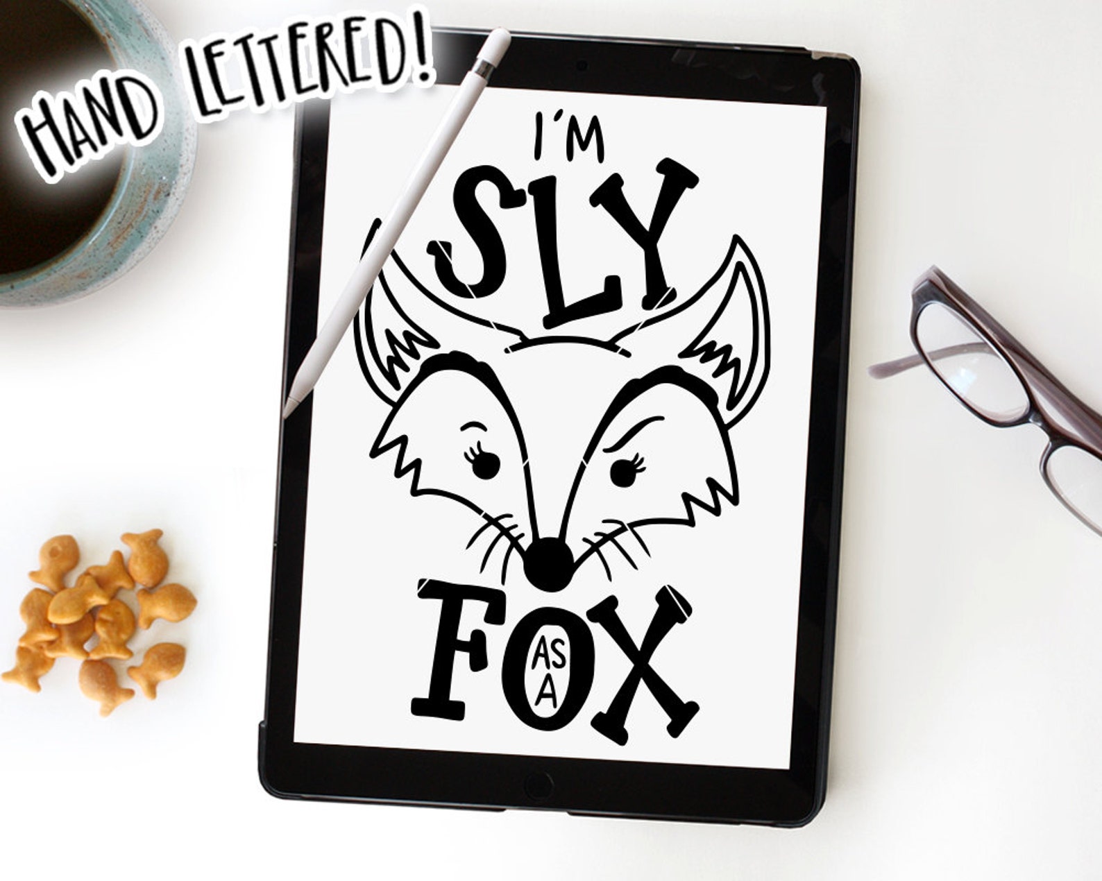 Sly Fox Printable File Fox Clip Art Clipart Hand Drawn Wall - Etsy