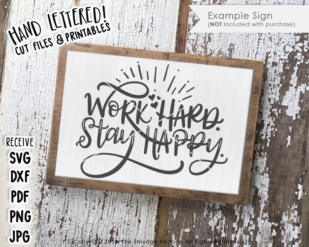 Hustle SVG Cut File Work Hard Stay Happy Girl Boss SVG | Etsy