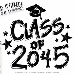 Class of 2045 SVG, Kindergarten SVG Cut File, Hand Lettered, Silhouette ...