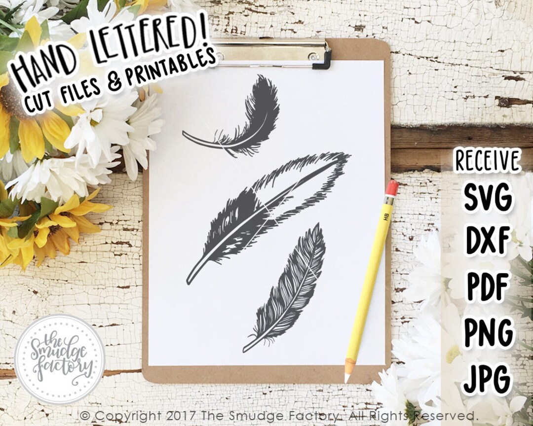 Feather SVG Cut File Feathers Printable, Feather Clipart, DIY Print ...
