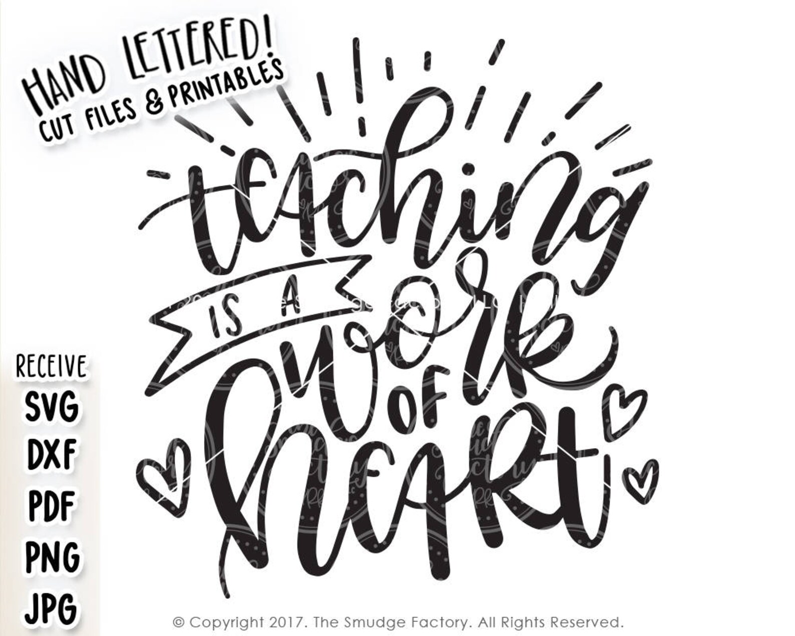 Teacher SVG DXF File Teaching is A Work of Heart Hand - Etsy