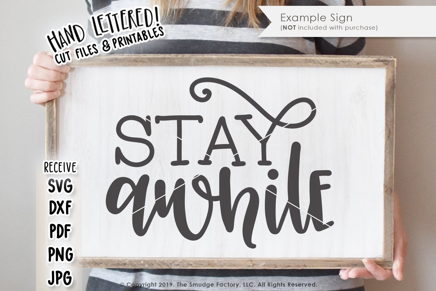 Welcome SVG Cut File Stay Awhile Clip Art Hand Lettered - Etsy