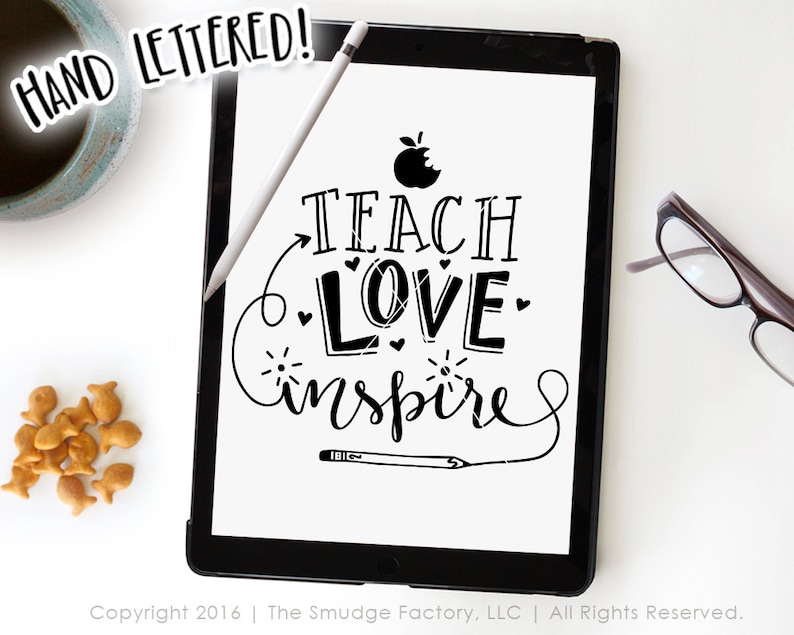 Teacher Printable File Teach Love Inspire DIY Wall Art - Etsy