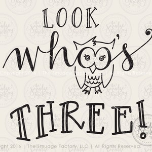 Look Whoo's Three Printable File, Baby Birthday Decor, Baby Party ...