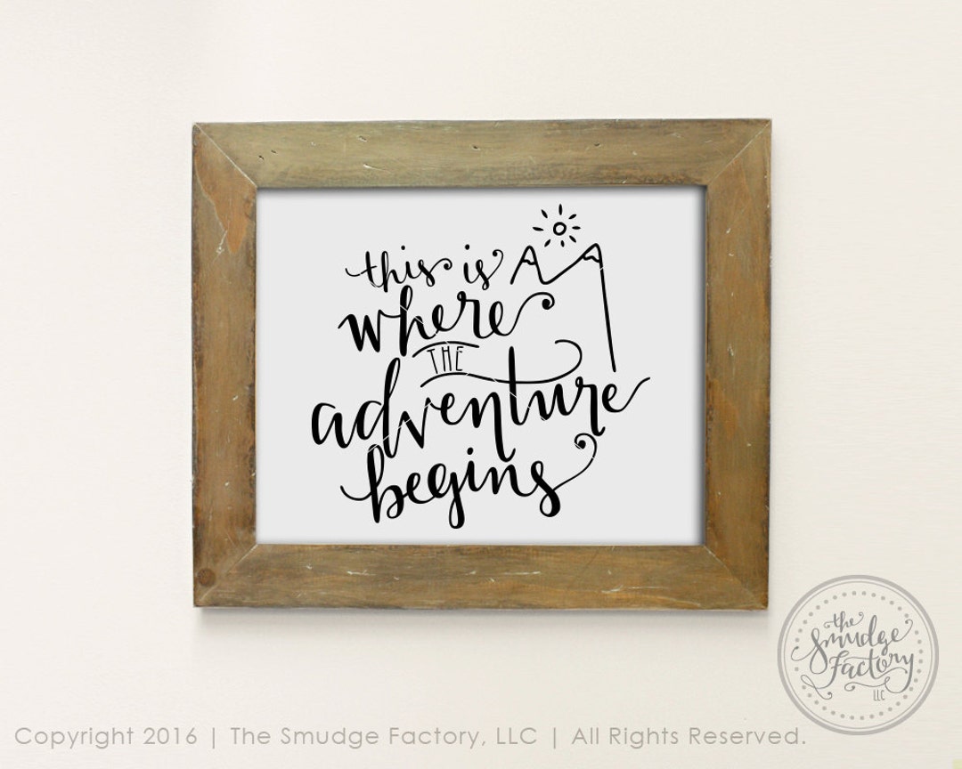 Adventure Begins Printable Wall Art, Hand Lettered Vector Clipart ...