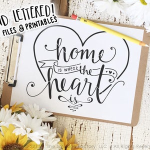 Home SVG Cut File, Home is Where the Heart Is, Hand Lettered ...