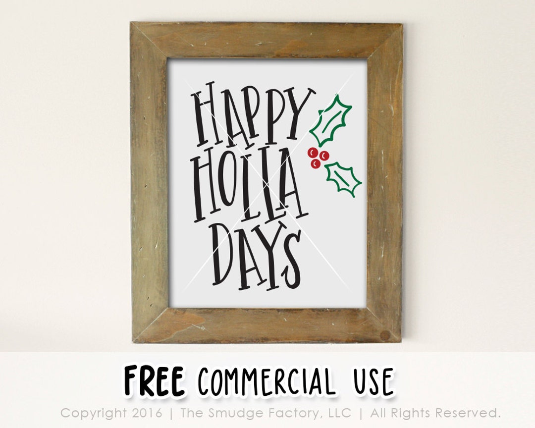 Happy Holidays Printable File, Happy Holla Days, DIY Holly Print, Hand ...