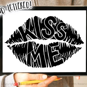 Lips Printable File, Kiss Me Lips, Hand Drawn Lips DIY Home Decor Print ...