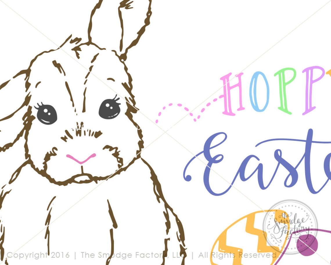 Easter Printable File Hoppy Easter Egg Bunny Hand Lettered - Etsy