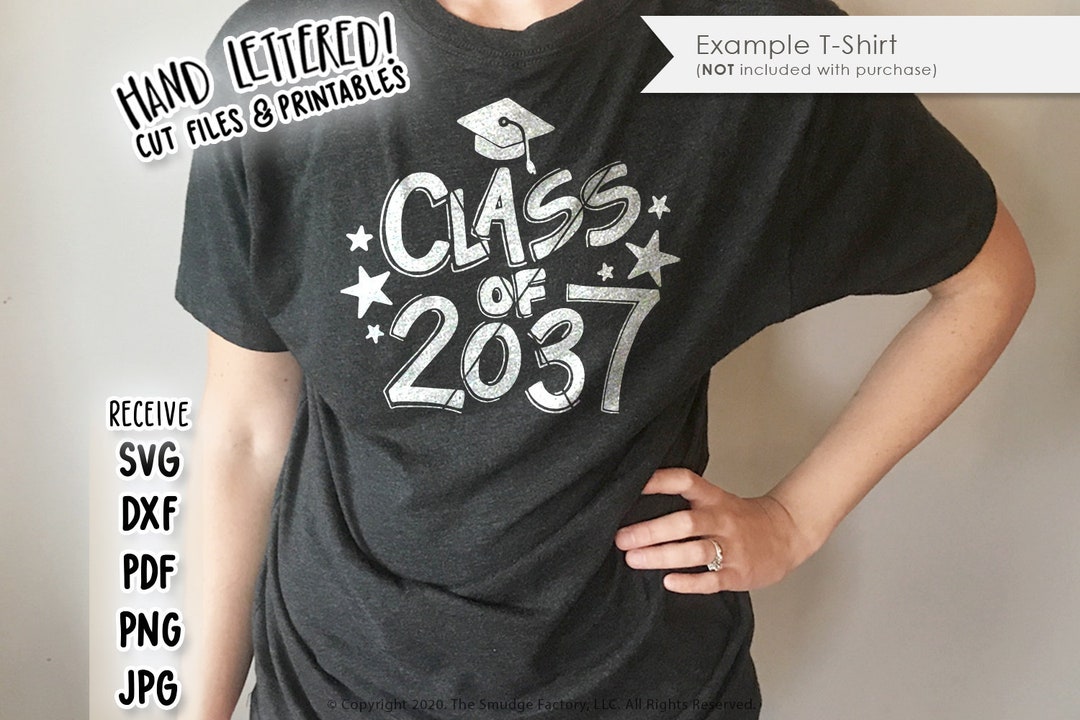 Class of 2037 SVG, Kindergarten SVG Cut File, Hand Lettered, Silhouette ...