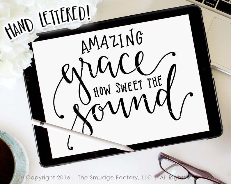Amazing Grace Printable File Bible Verse Hymn Hand - Etsy