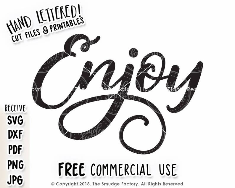 Enjoy SVG Cut File Enjoy Printable Eat Hand Lettered SVG - Etsy