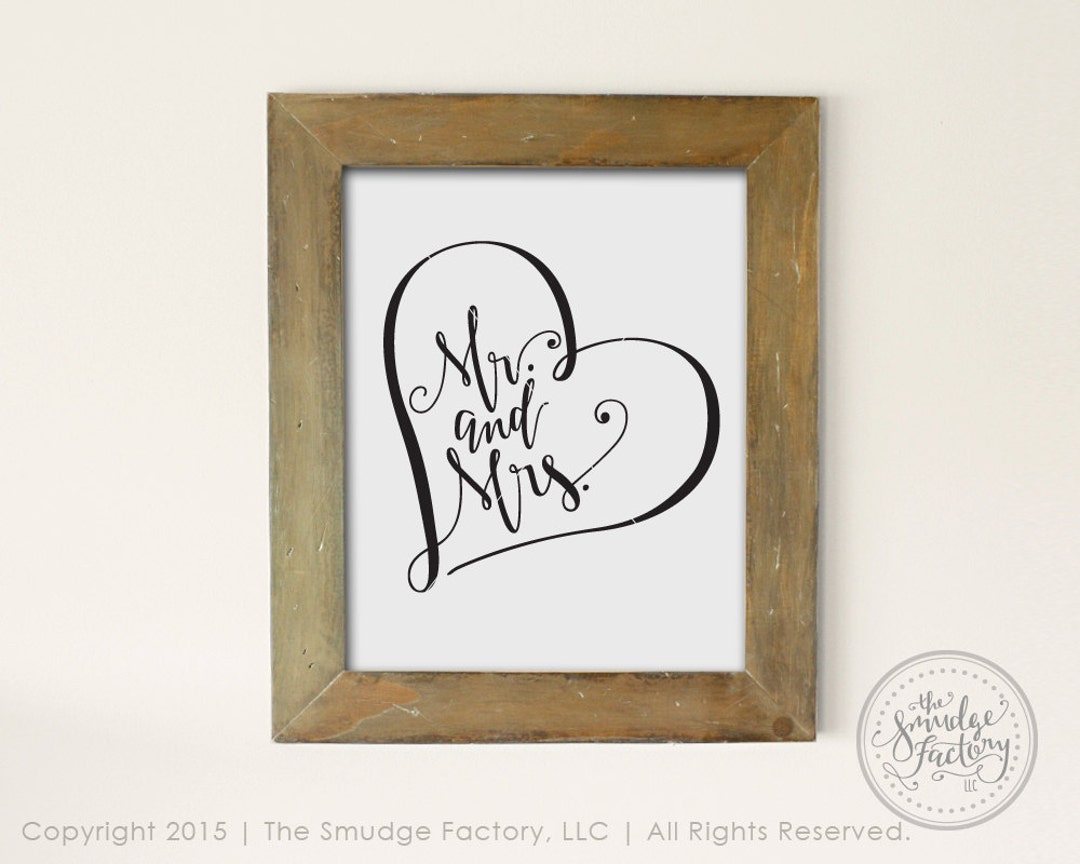 Mr. & Mrs. Printable • Wedding Sign Decor, Calligraphy Hand Lettered ...