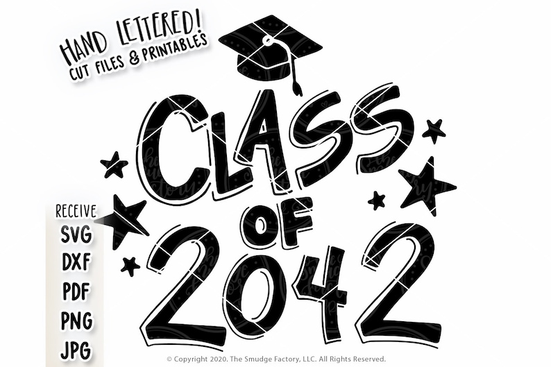 Class of 2042 SVG, Kindergarten SVG Cut File, Hand Lettered, Silhouette ...