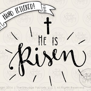 Easter Printable File, He is Risen, Bible Verse Hand Lettered ...