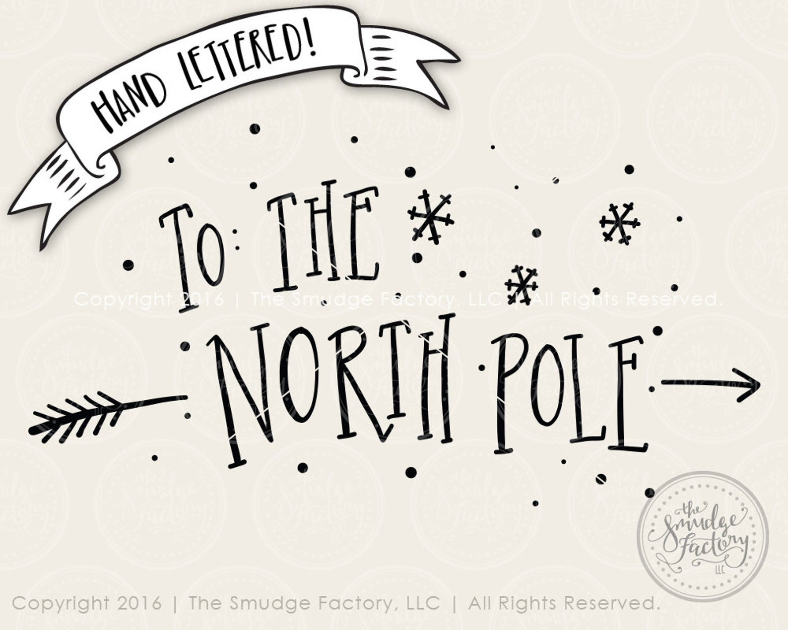 North Pole Printable File Santa Claus Christmas Vector Hand - Etsy