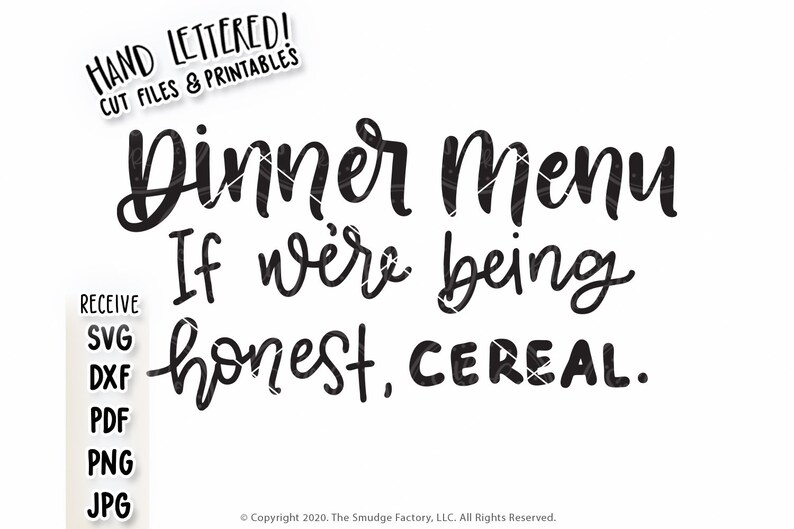 Dinner Menu SVG Cut File Cereal for Dinner Silhouette - Etsy