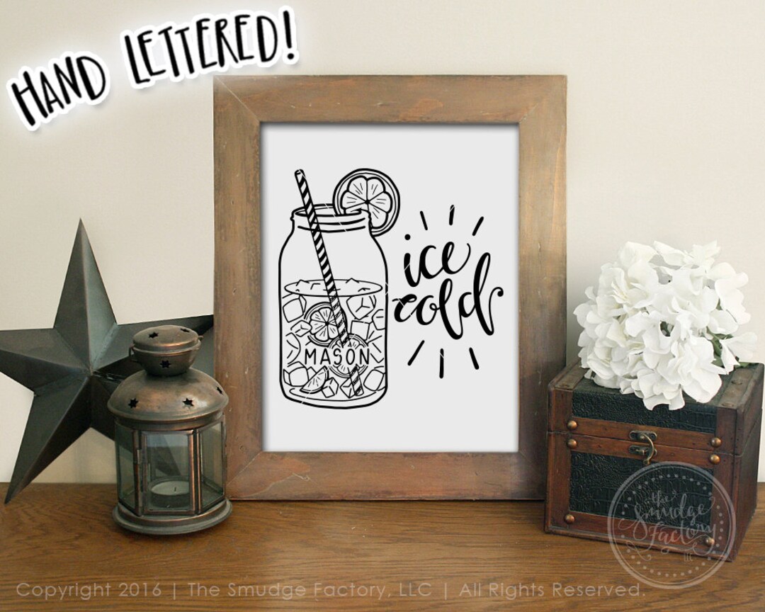 Sweet Tea Printable File, Ice Cold Sweet Tea, Hand Drawn Mason Jar DIY ...
