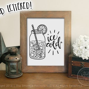 Sweet Tea Printable File, Ice Cold Sweet Tea, Hand Drawn Mason Jar DIY ...