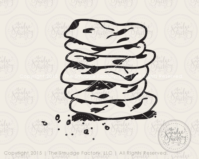 Hand Drawn Cookie Stack SVG, Chocolate Chip Cookies Clip Art (digital ...