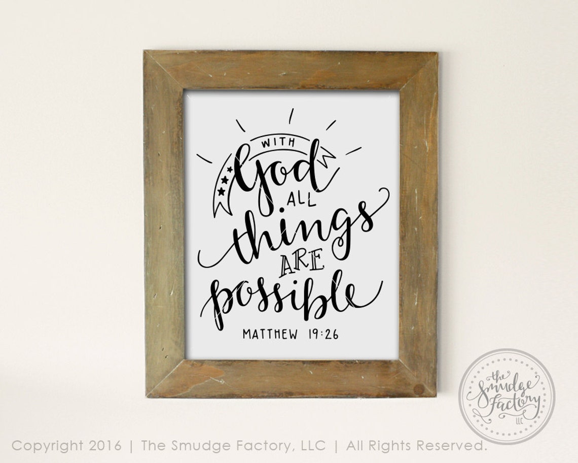 Bible Verse Printable File With God All Things Are Possible - Etsy