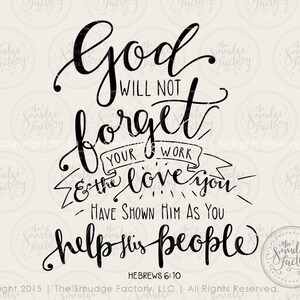 Hebrews 6:10 Printable File, Bible Verse DIY Wall Art Print, Download ...