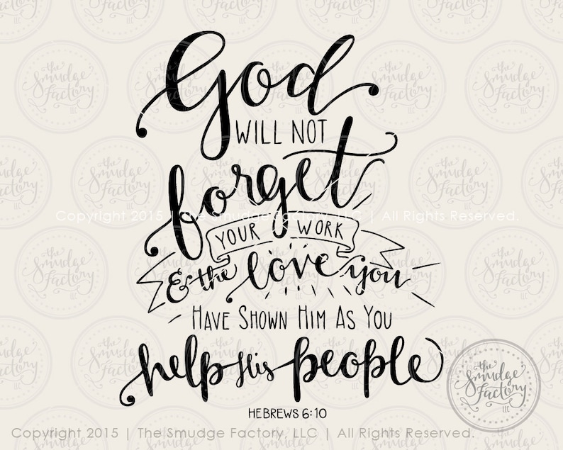 Hebrews 6:10 Printable File, Bible Verse DIY Wall Art Print, Download ...