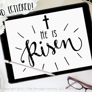 Easter Printable File, He is Risen, Bible Verse Hand Lettered ...