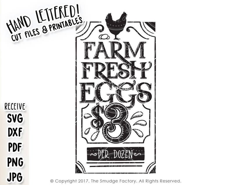 Farm Fresh Eggs Printable Farm Fresh Print Wall Art Hand | Etsy