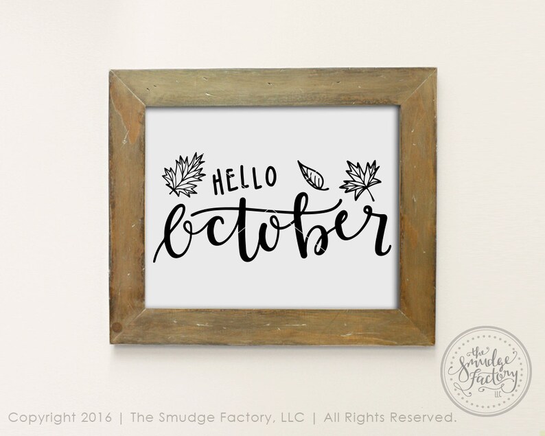 Fall SVG Cut File Hello October October Cutting File Hand | Etsy