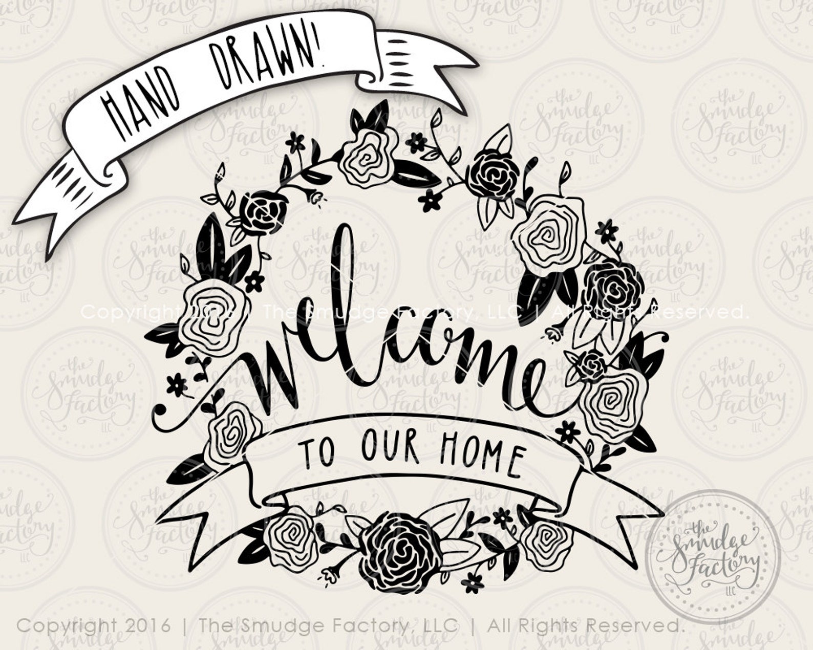 Welcome SVG Cut File Welcome to Our Home Wreath Clip Art Hand | Etsy