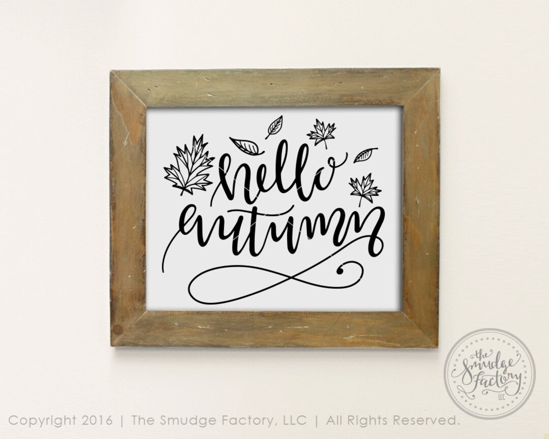 Fall Printable File, Hello Autumn, Autumn DIY Print, Hand Lettered Fall ...
