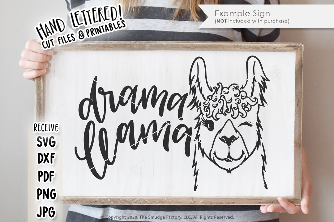 Drama Llama SVG, Cut File, Winking Farm Animal, Cutting File ...