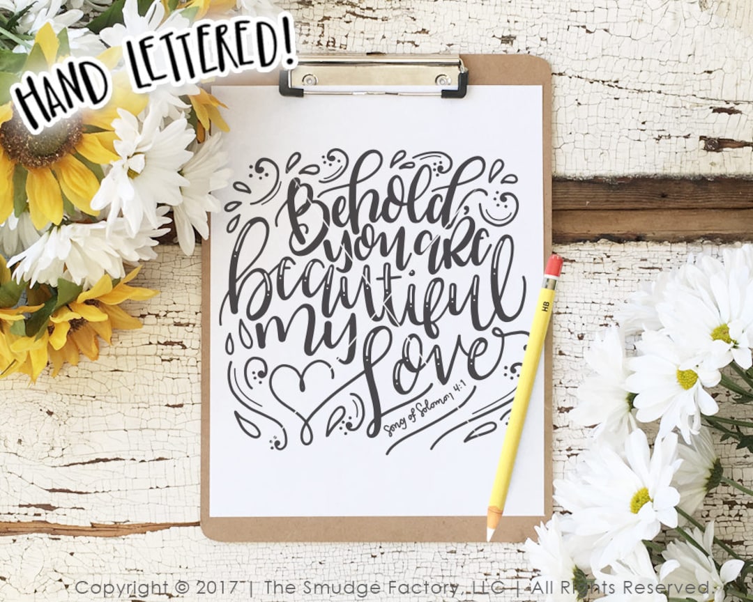 Behold, You Are Beautiful My Love SVG, Bible Verse Printable, Song of ...