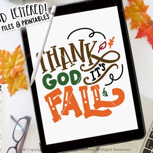 Fall Printable File, Thank God It's Fall, Hello October, Hand Lettered ...