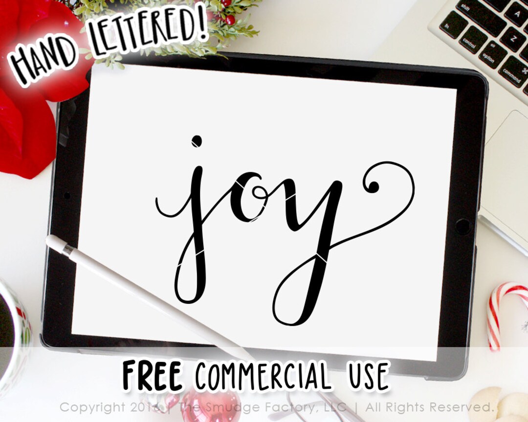 Joy SVG Cut File, Hand Lettered, Silhouette, Cricut Calligraphy Cutting ...