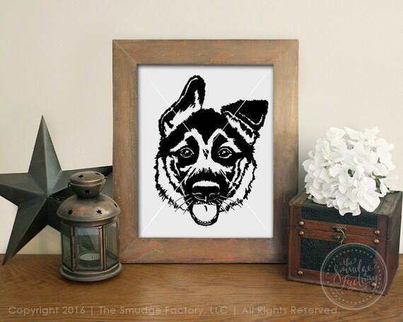 German Shepherd Printable File Puppy Dog Print Hand Drawn | Etsy