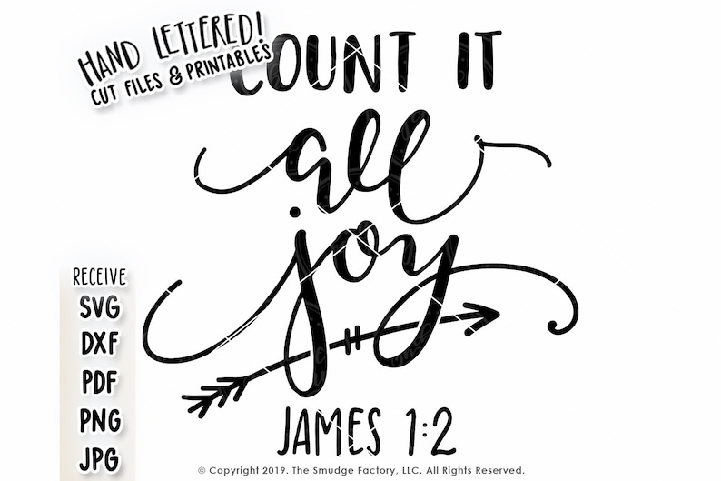 Bible Verse SVG Printable Count It All Joy Print Hand | Etsy