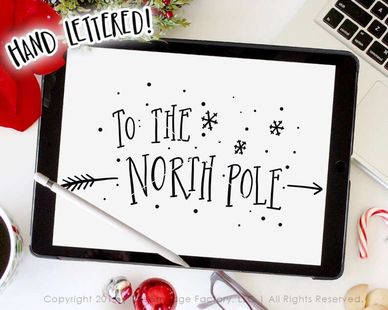 North Pole Printable File Santa Claus Christmas Vector Hand - Etsy