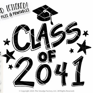 Class of 2041 SVG, Kindergarten SVG Cut File, Hand Lettered, Silhouette ...