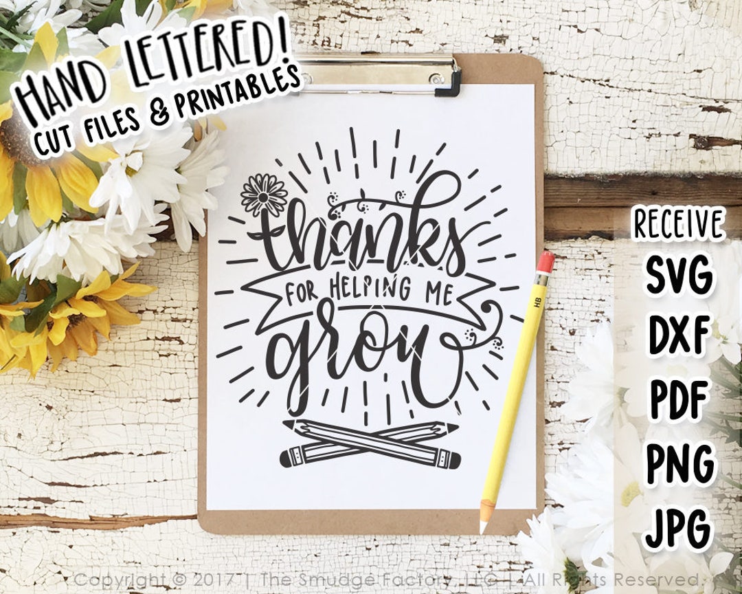 Teacher Printable File, Thanks for Helping Me Grow Print, Thank You ...