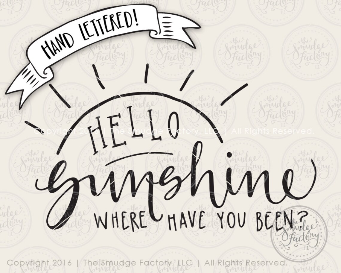 Sunshine SVG Cut File Hello Sunshine Hand Lettered - Etsy