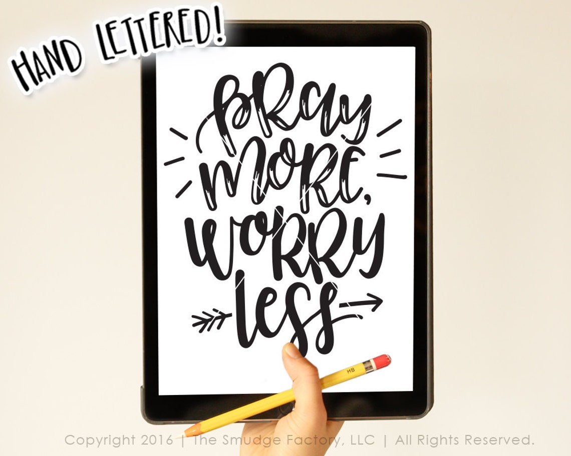 Pray More Worry Less Printable Pray Print Bible Verse Wall | Etsy