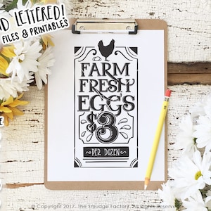Farm Fresh Eggs Printable, Farm Fresh Print, Wall Art, Hand Lettered ...