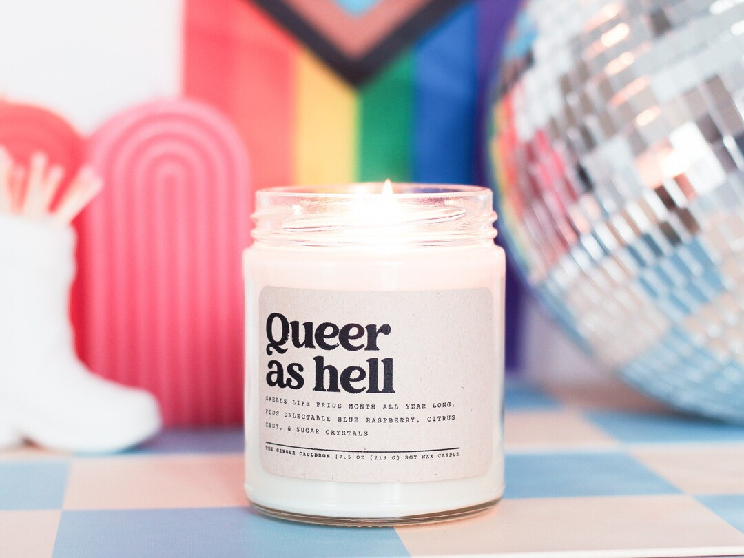 Queer as Hell Gay Pride Month Gift for LGBTQ Candle for Gay Friend Summer Candle Gay Candle ...