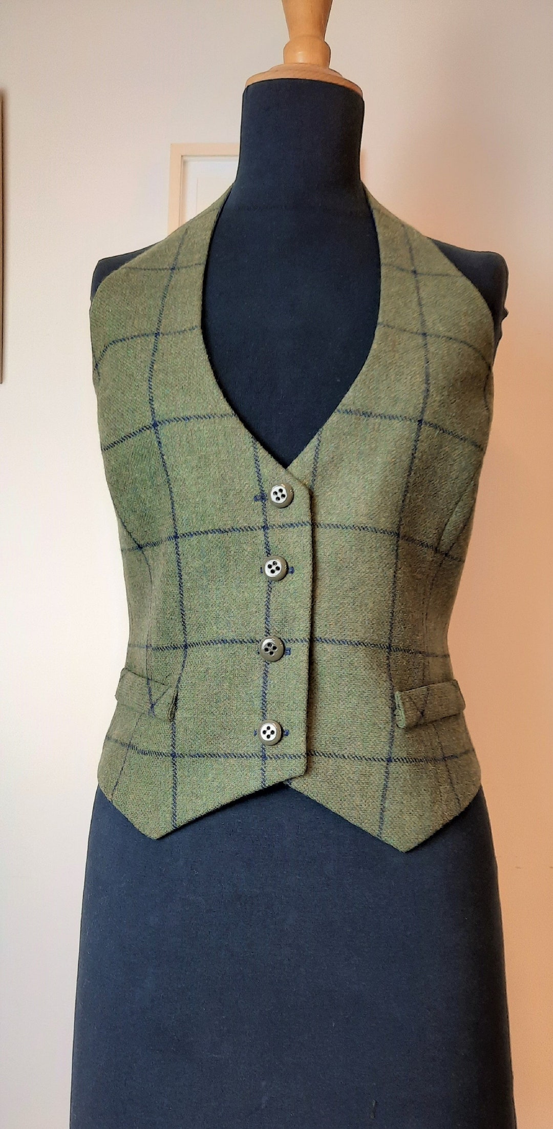 Tweed Plaid Waistcoat - Etsy
