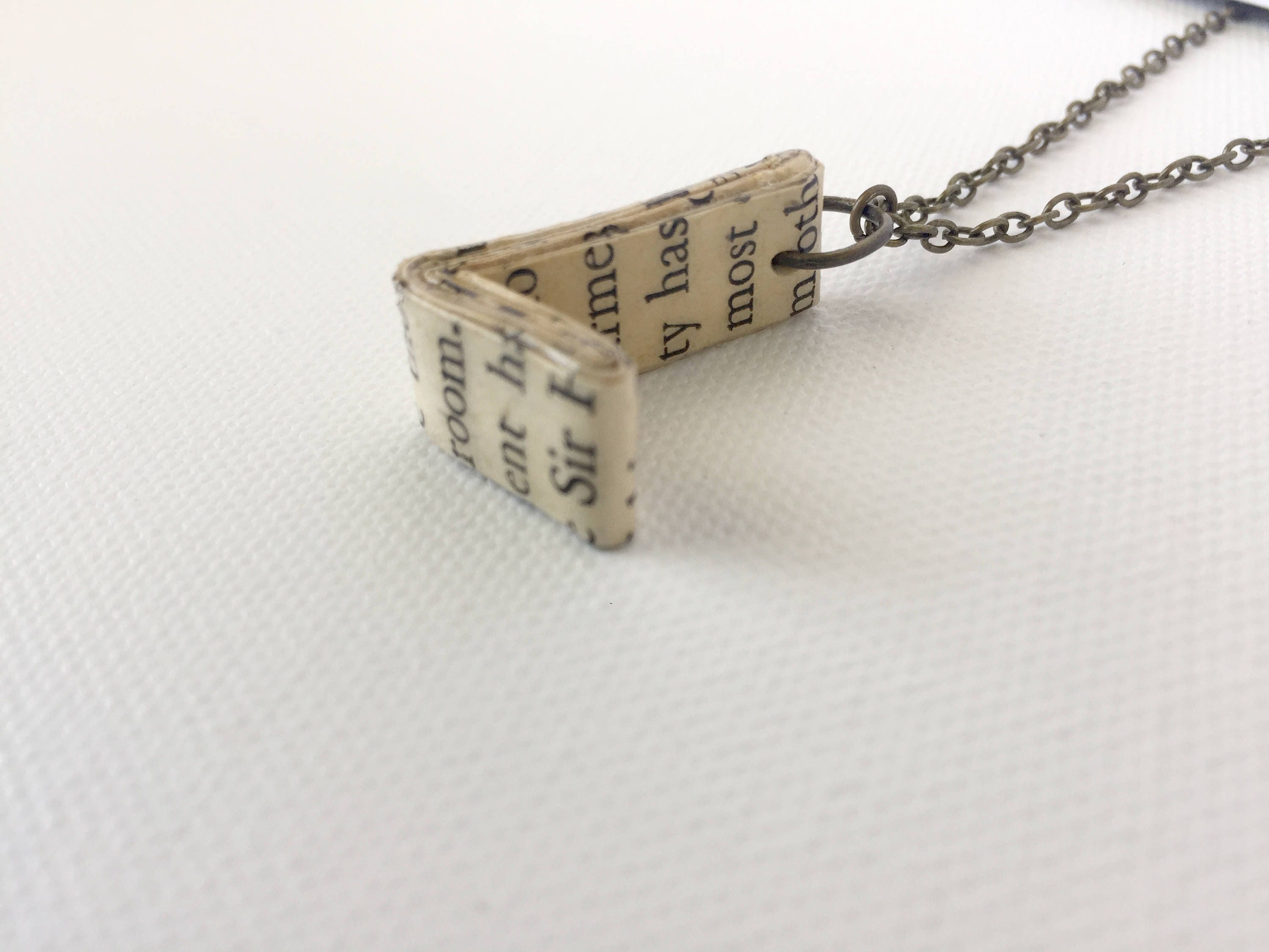Letter L Book Page Necklace Gift for Book Lover Gift for | Etsy