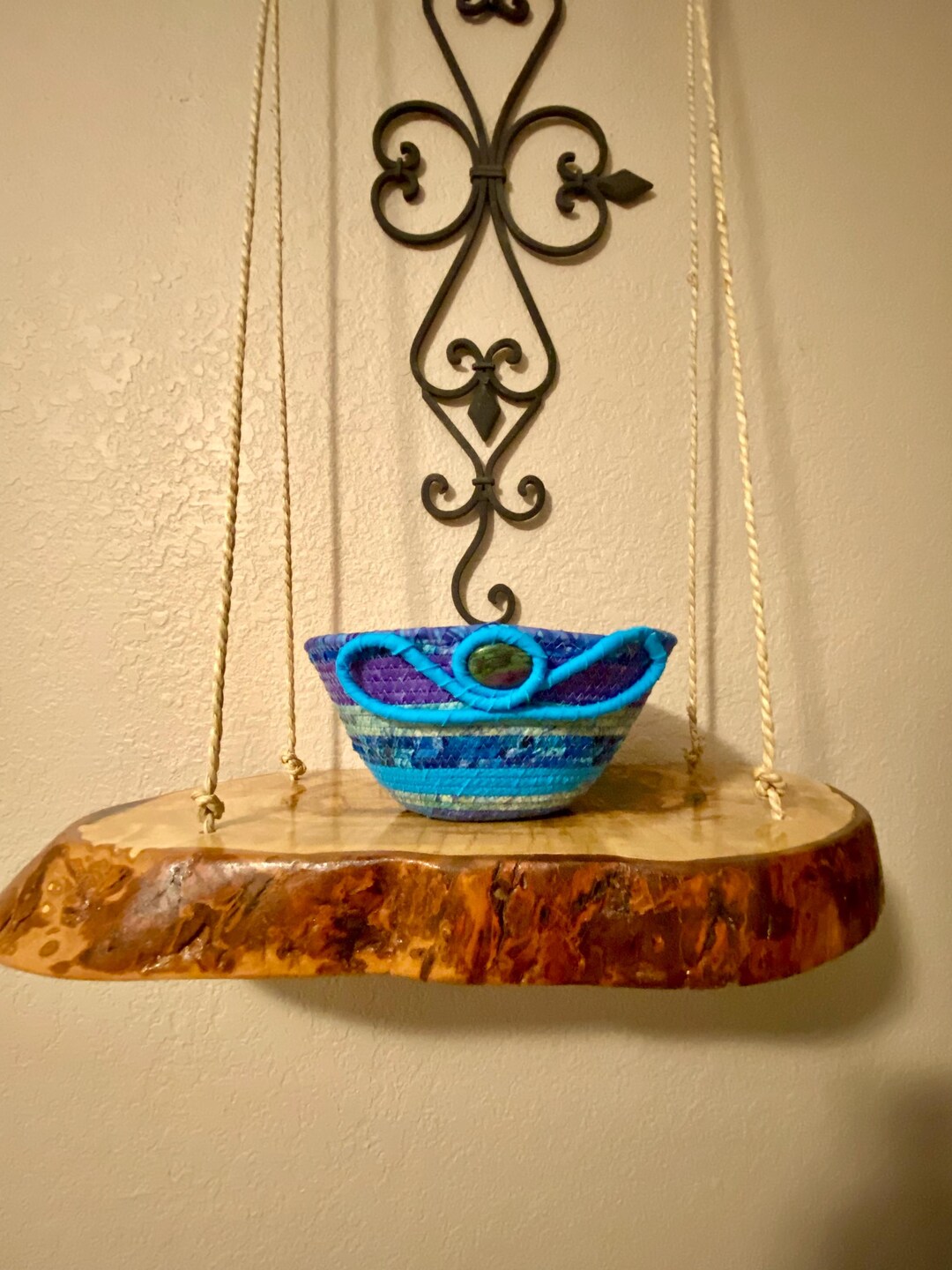Live Edge Hanging Wood Shelf With Inlaid Resin Hangs With Jute Rope - Etsy
