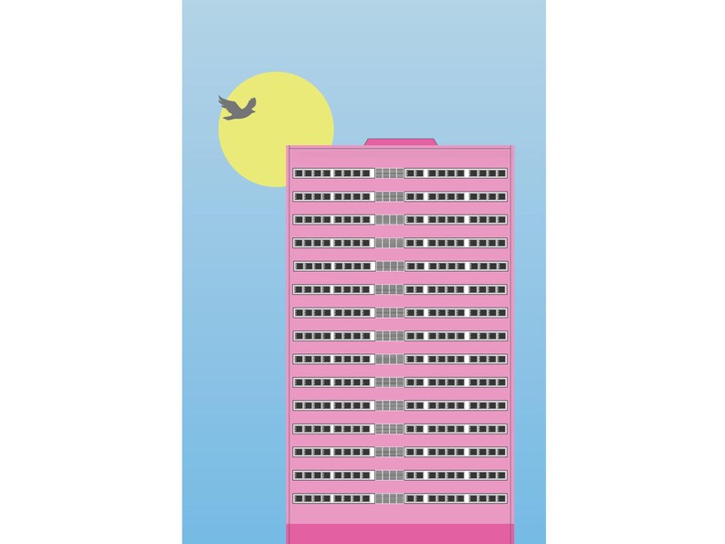 1960s Tower Block (day), Art Print, Illustration, Modernist ...