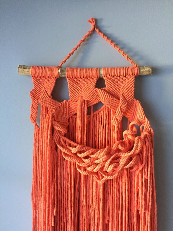 Orange Macrame Wall Hanging | Etsy